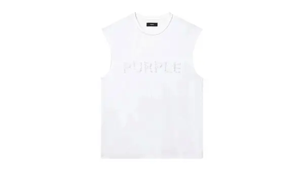 PURPLE BRAND Textured Sleeveless Tee Shirt - White