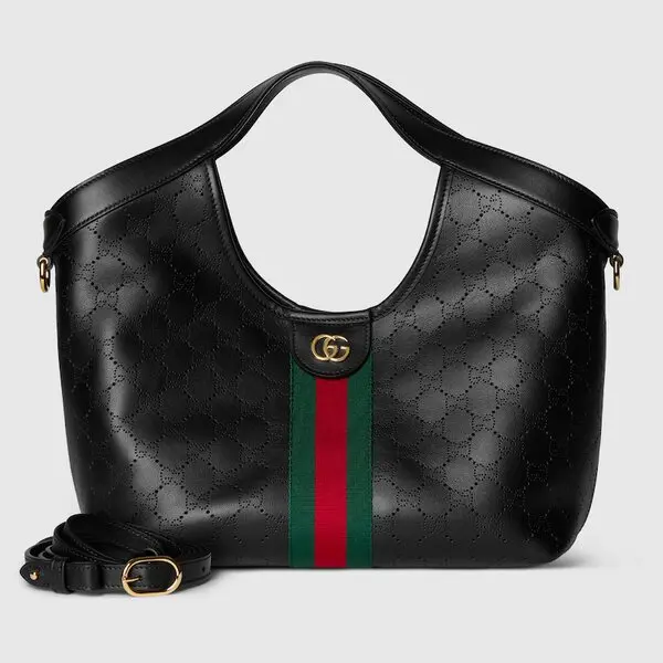 Gucci Giglio Small Tote Bag In Leather - Black