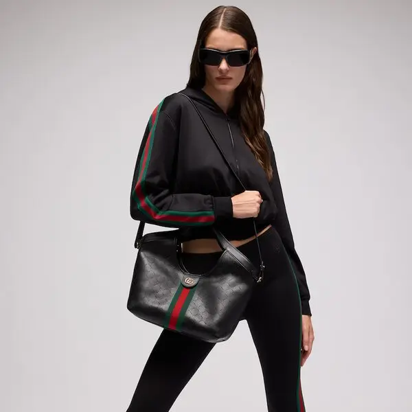 Gucci Giglio Small Tote Bag In Leather - Black