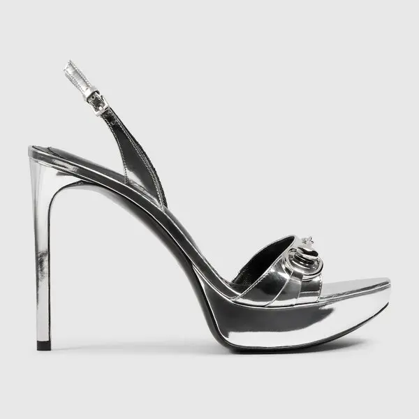 Gucci Donna Platform Sandal With Horsebit Detail - Silver