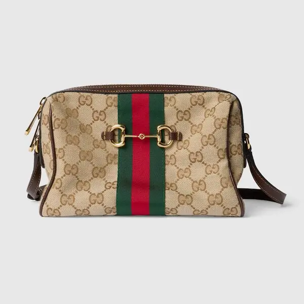 Gucci Horsebit Web Small Camera Bag In Gg Canvas