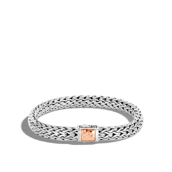 John Hardy Classic Chain 7.5mm Hammered Clasp Bracelet 18k - Silver