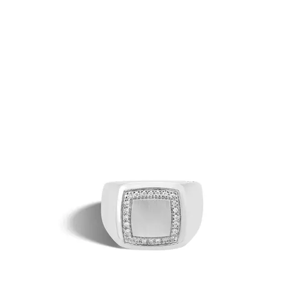 John Hardy Classic Chain Signet Ring With Diamonds - Multicolor