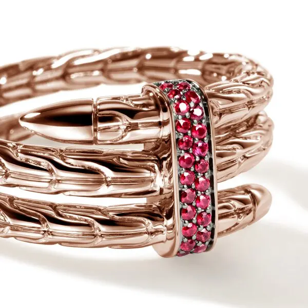 John Hardy Spear Double Wrap Ring, Rose Gemstones