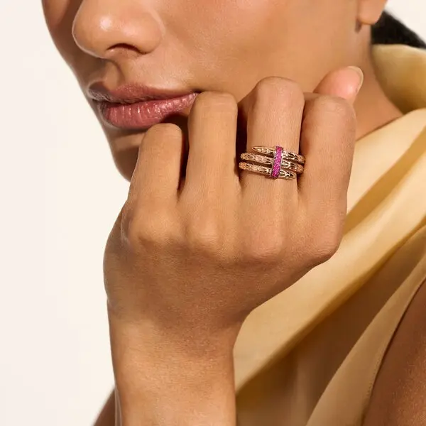 John Hardy Spear Double Wrap Ring, Rose Gemstones