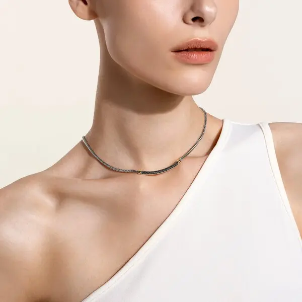 John Hardy Jh Essential Pave Necklace, Gold Gemstones
