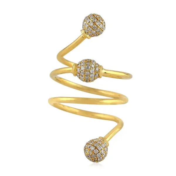 ARTISAN Gold / Yellow 18k Yellow Gold Diamond Pave Spiral Wrap Ring