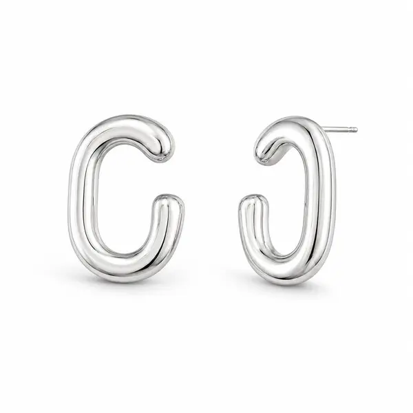 GOLD & HONEY C Link Hoop Earrings
