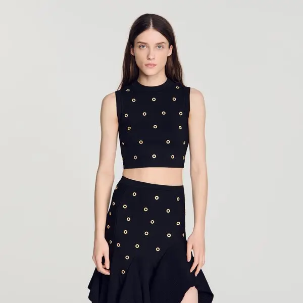 Sandro Studded Knit Top