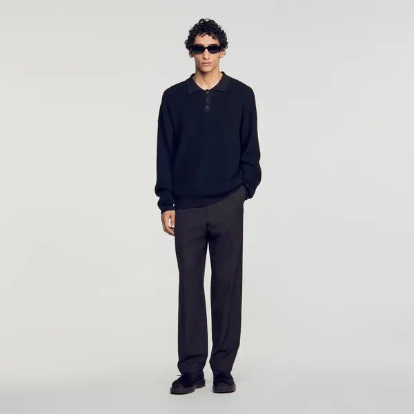 Sandro Ribbed Alpaca Polo Shirt