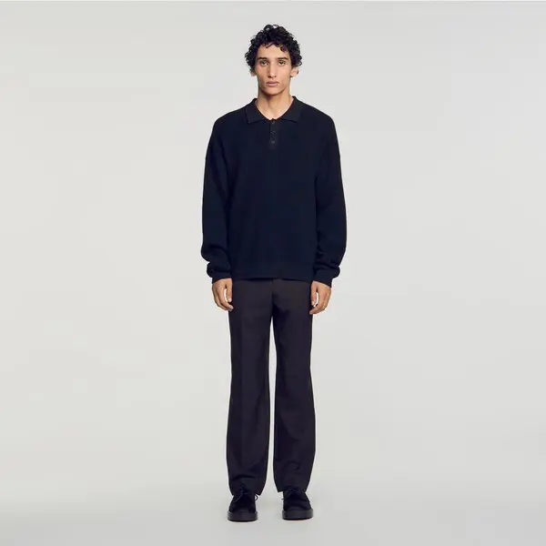 Sandro Ribbed Alpaca Polo Shirt