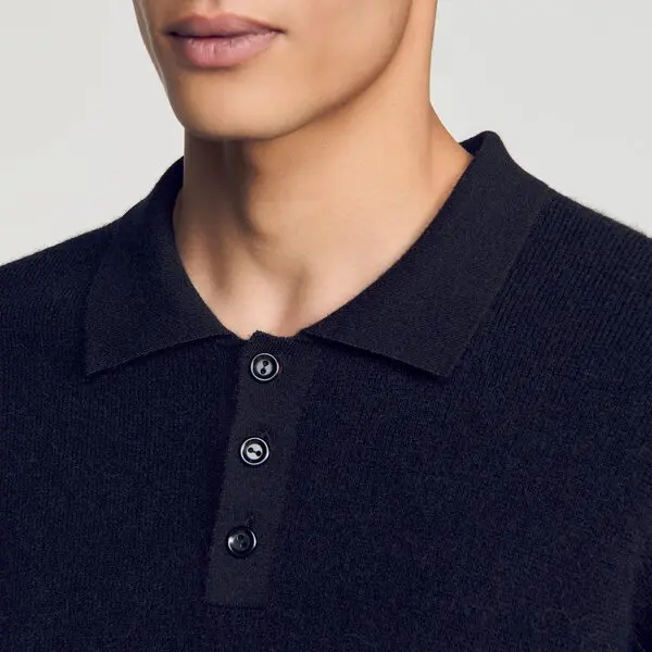 Sandro Alpaca Polo Sweater - Black