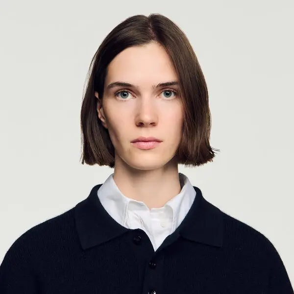 Sandro Ribbed Alpaca Polo Shirt - Black