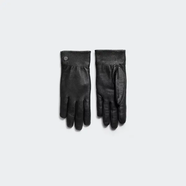 Canada Goose Ribbed Luxe Leather Gloves - Black