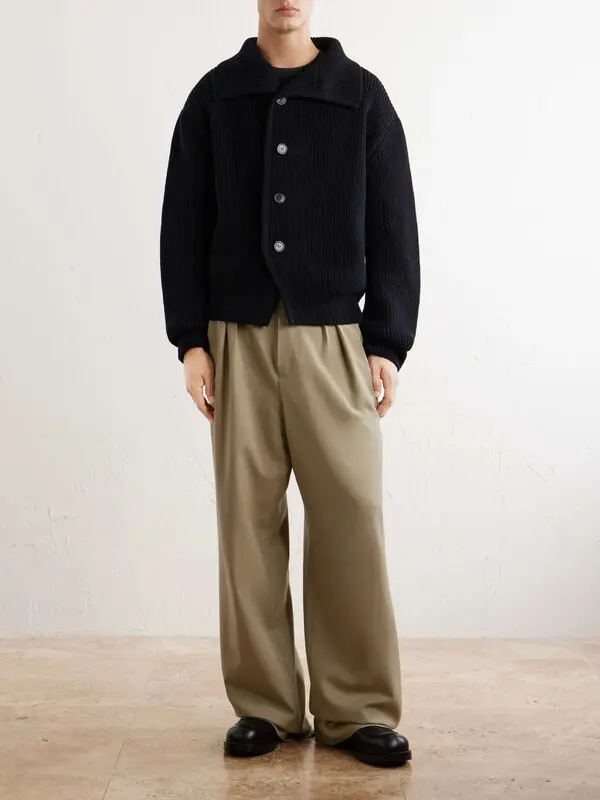 Dries Van Noten Shawl-collar Ribbed Wool Cardigan