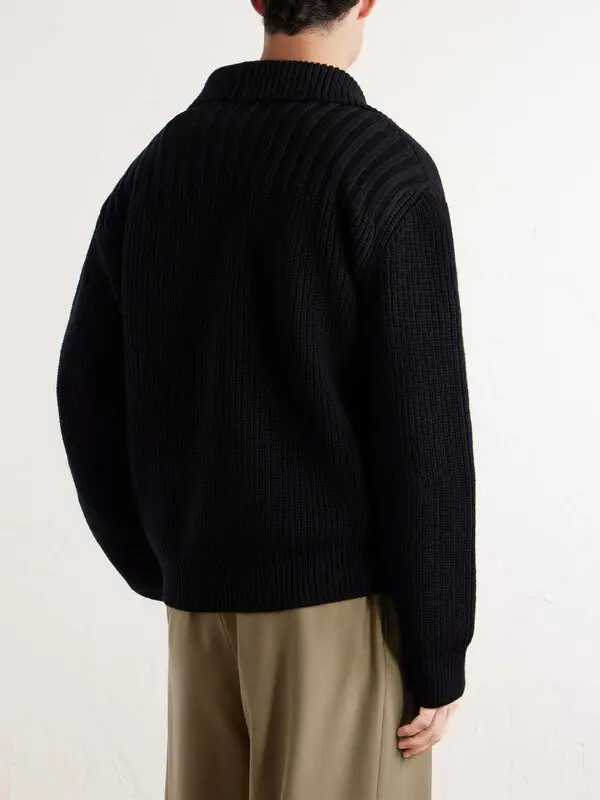 Dries Van Noten Shawl-collar Ribbed Wool Cardigan
