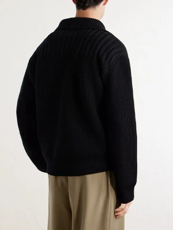 Dries Van Noten Shawl-collar Ribbed Wool Cardigan