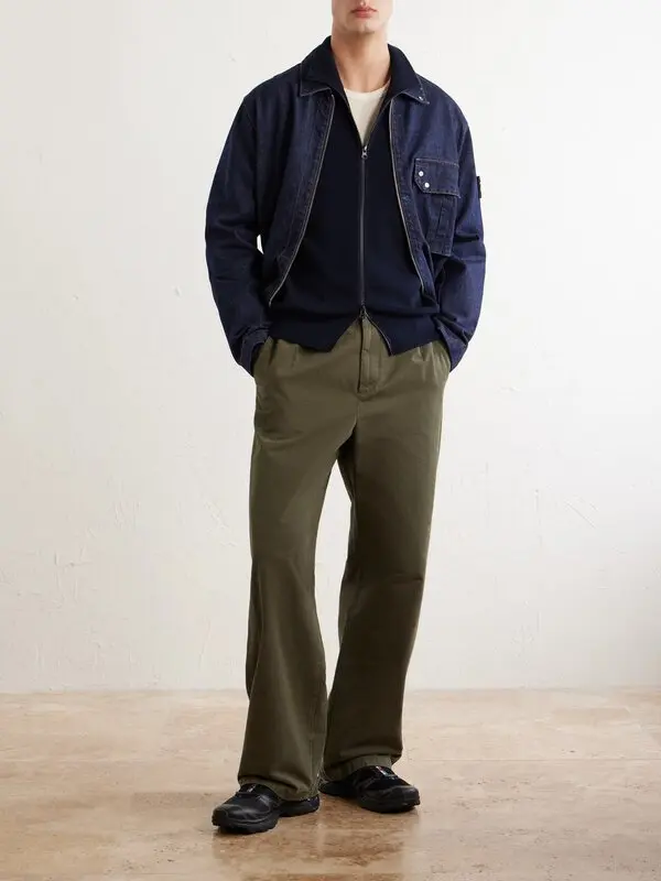 Stone Island Ribbed Cotton Zip-up Sweater