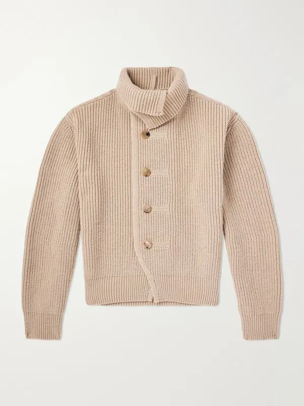 Dries Van Noten Ribbed Wool Cardigan - Neutrals