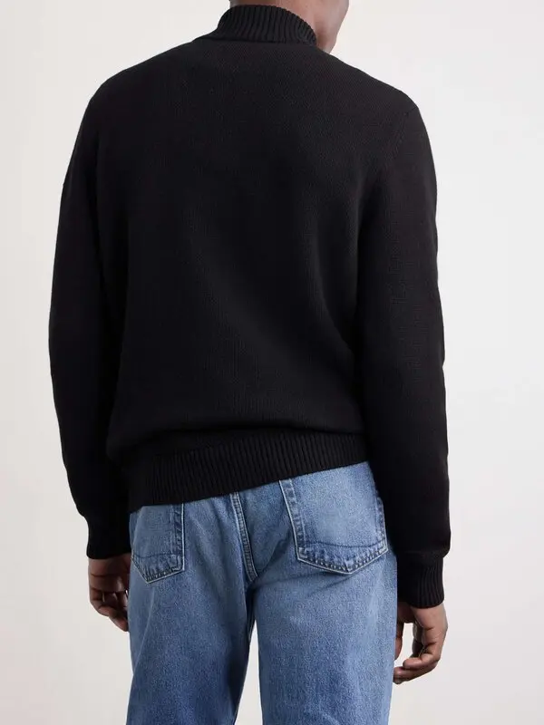 Moncler Logo-appliquéd Wool And Cashmere-blend Half-zip Sweater