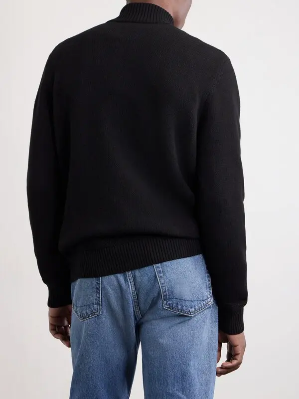Moncler Half-zip Wool And Cashmere-blend Sweater With Appliqu