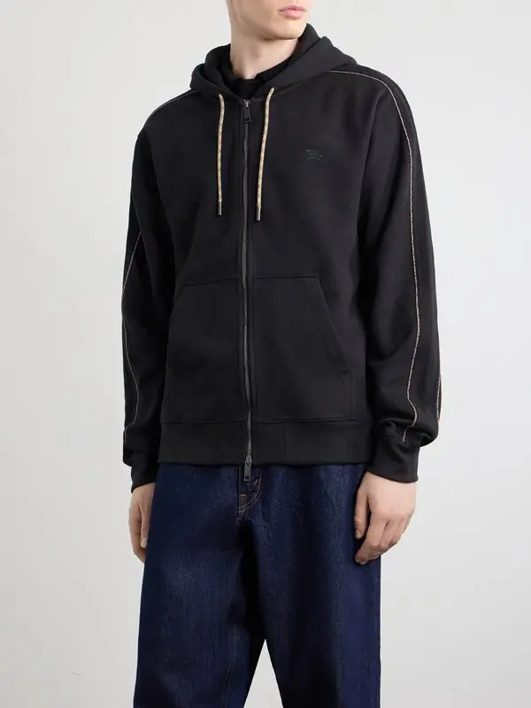 Burberry Logo-embroidered Cotton-jersey Zip-up Hoodie