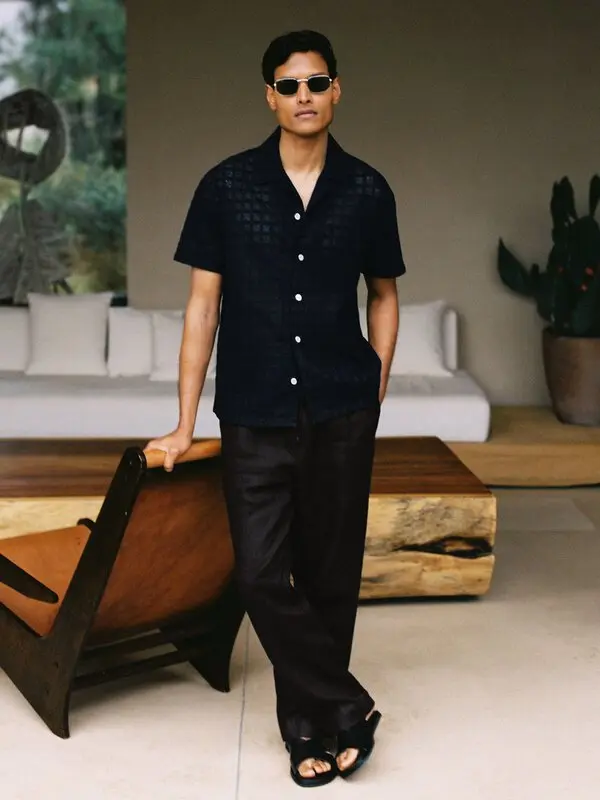 REISS Barges Linen Relaxed-fit Drawstring Trousers - Black