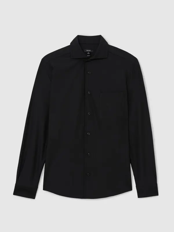 REISS Solarko Seersucker Cutaway-collar Shirt Regular-fit - Black