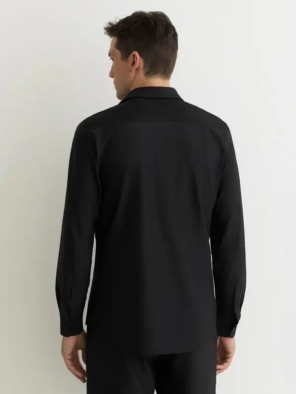 REISS Solarko Seersucker Cutaway-collar Shirt Regular-fit - Black