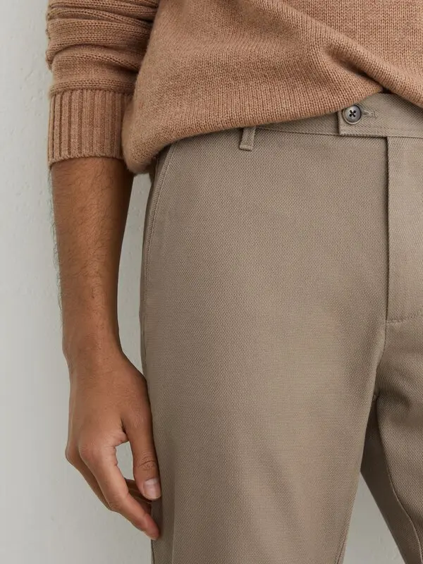 REISS Dobby Cotton Piqué Chino Trousers