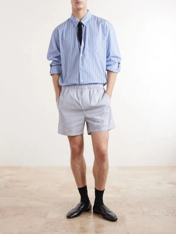 Saint Laurent Logo-embroidered Striped Cotton-poplin Shirt