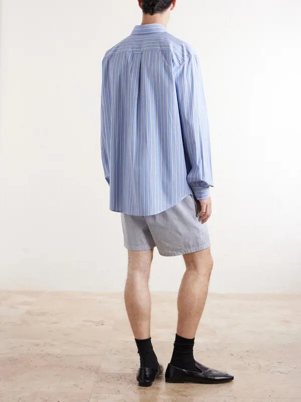 Saint Laurent Logo-embroidered Striped Cotton-poplin Shirt