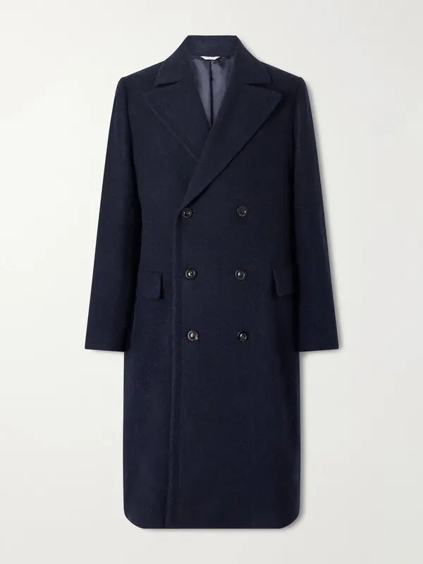 Boglioli Double-breasted Virgin Wool And Cashmere-blend Twill Coat - Blue