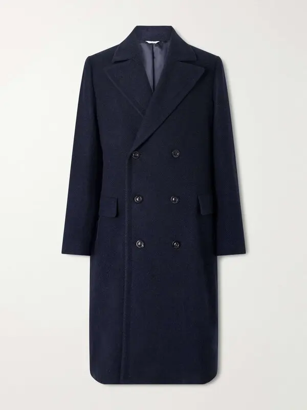 Boglioli Double-breasted Virgin Wool And Cashmere-blend Twill Coat - Navy