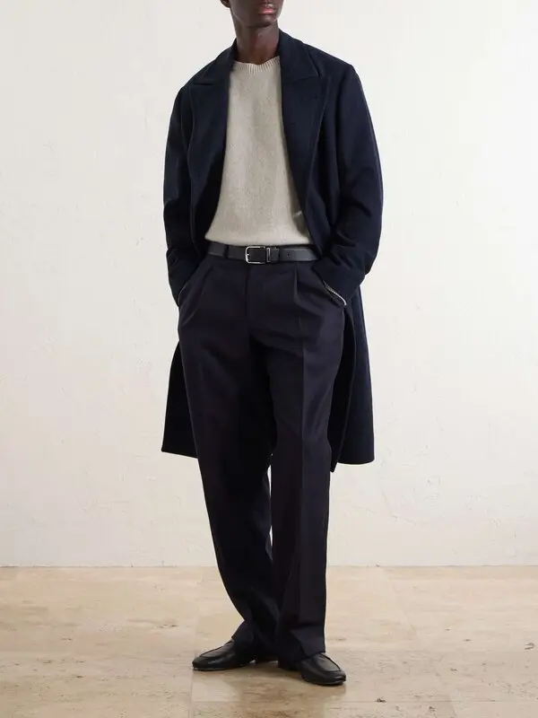 Boglioli Double-breasted Virgin Wool And Cashmere-blend Twill Coat - Navy