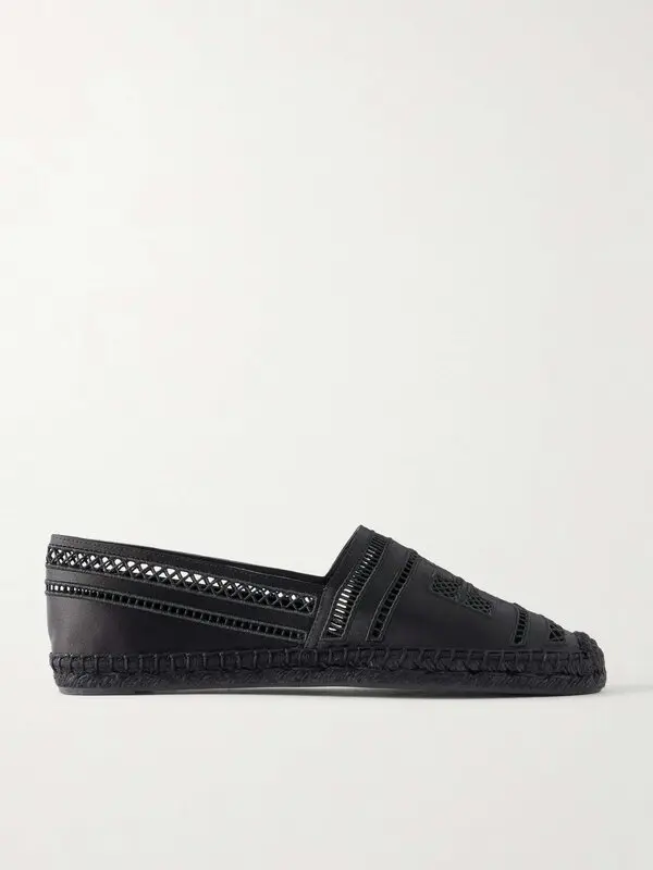 Tory Burch Open Weave Embroidered Satin Espadrilles