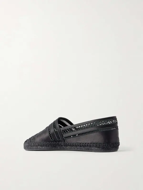 Tory Burch Open Weave Embroidered Satin Espadrilles