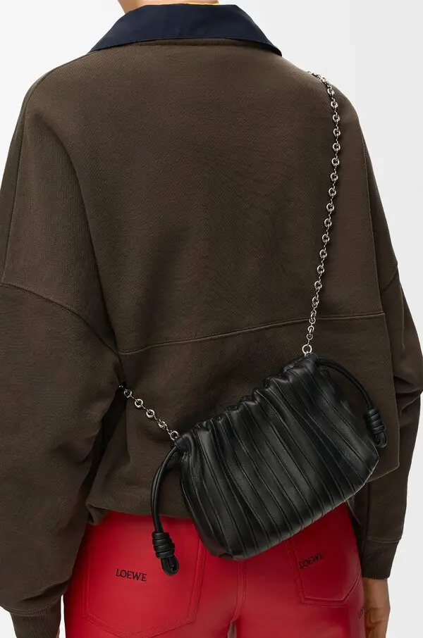 Loewe Mini Flamenco Pleats Purse In Nappa Lambskin - Black
