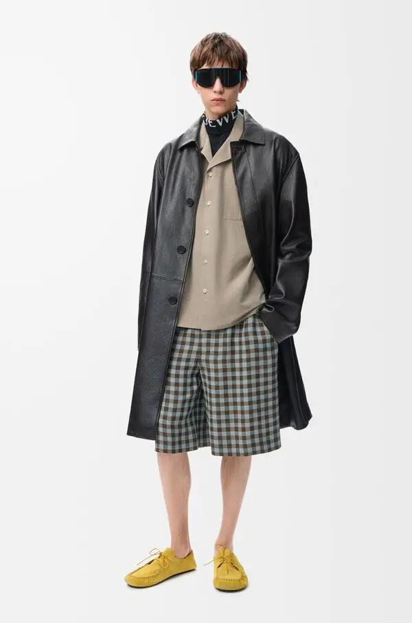 Loewe Short Sleeve Shirt In Wool And Cotton - Beige