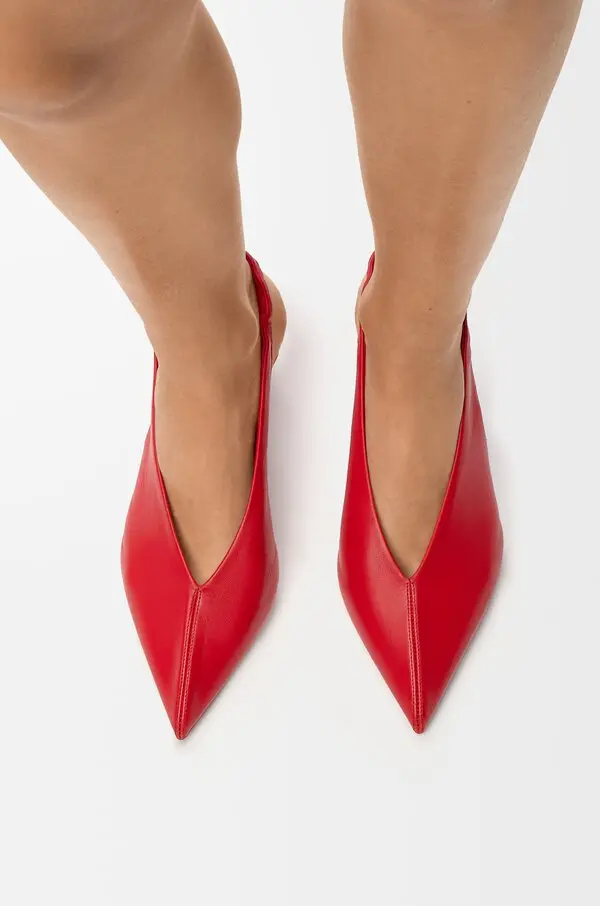 Loewe Origami Cubic Slingback In Lambskin - Red