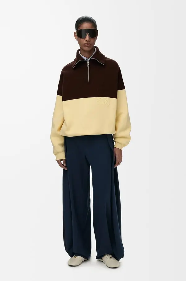 Loewe Wide Leg Trousers In Fluid Wool - Navy Blue