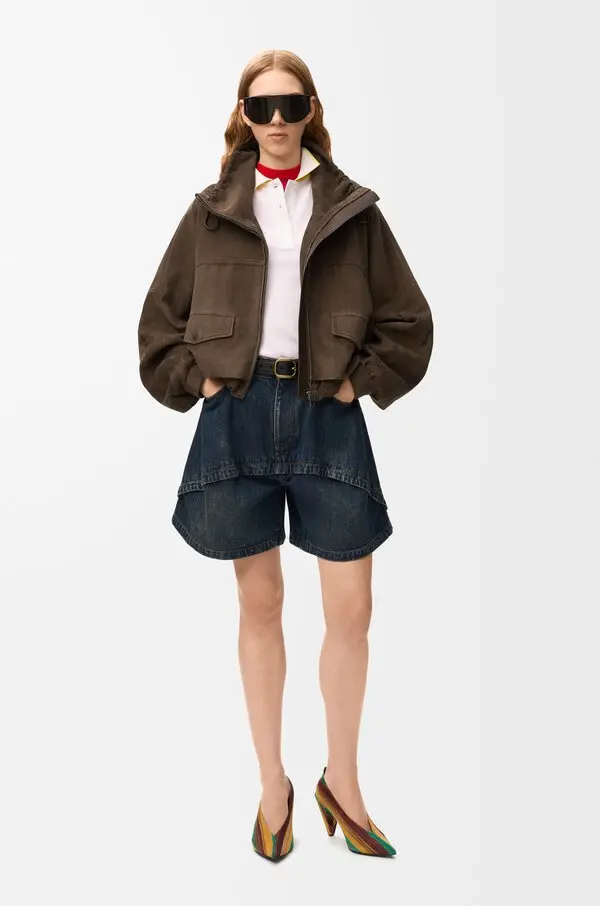 Loewe Jacket In Suede Leather Skin - Dark Brown