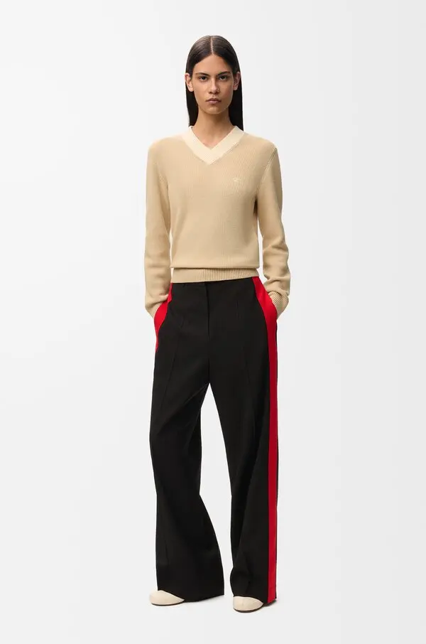 Loewe Sweater In Cotton And Wool - Beige/white