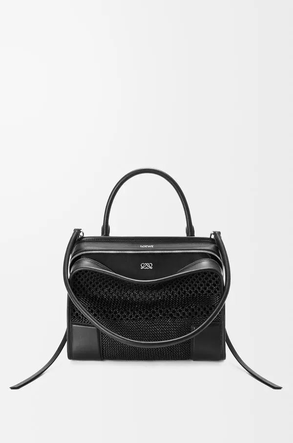 Loewe Medium Amazona Bag In Woven Leather - Black