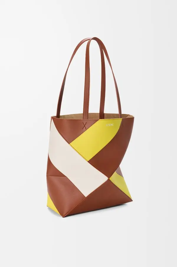 Loewe Medium Puzzle Fold Tote In Classic Calfskin - Multicolor Squirrel