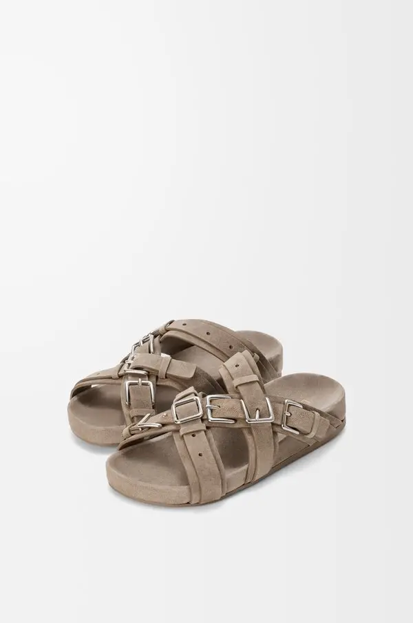 Loewe Type Fussbett Sandal In Suede Leather Skin