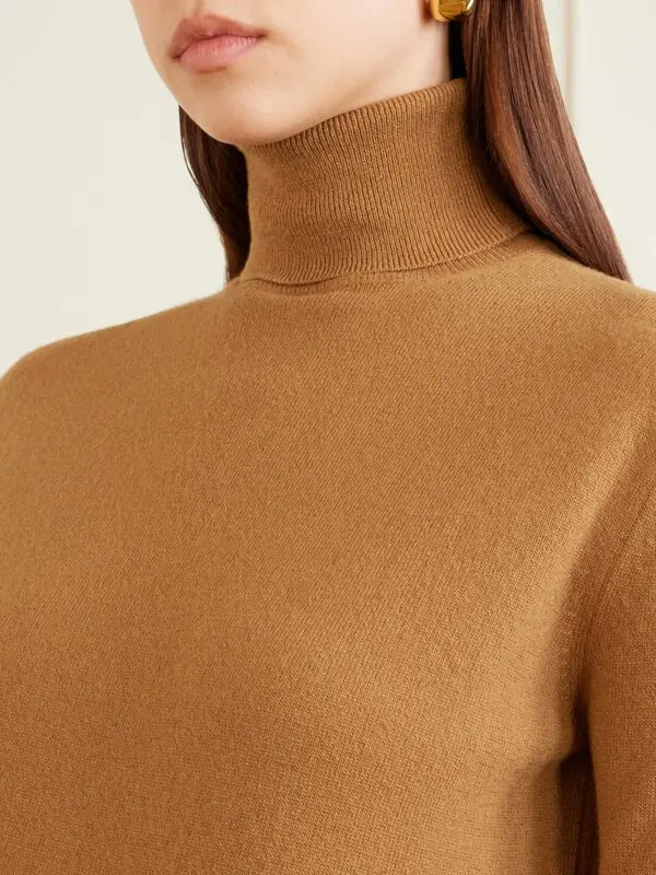 JIL SANDER Wool And Cashmere-blend Turtleneck Sweater - Brown