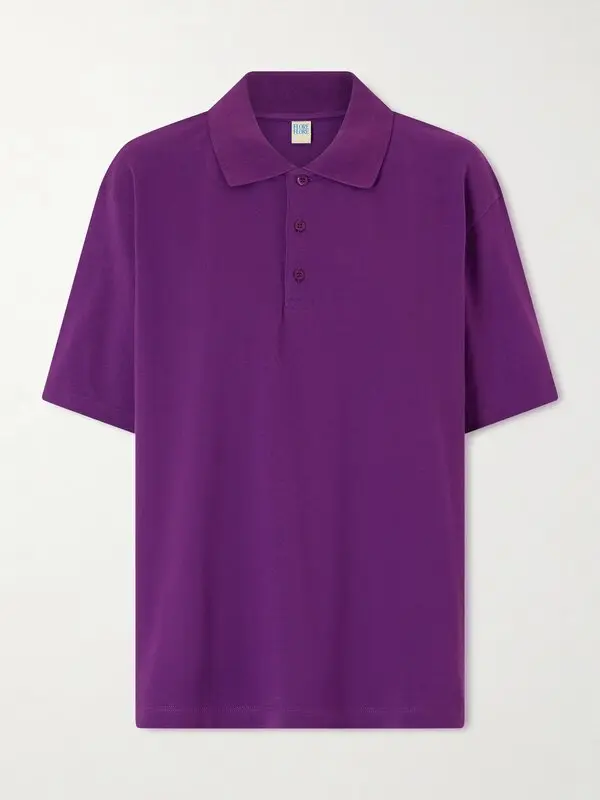 FLORE FLORE Julie Organic Cotton-piqué Polo Shirt - Purple