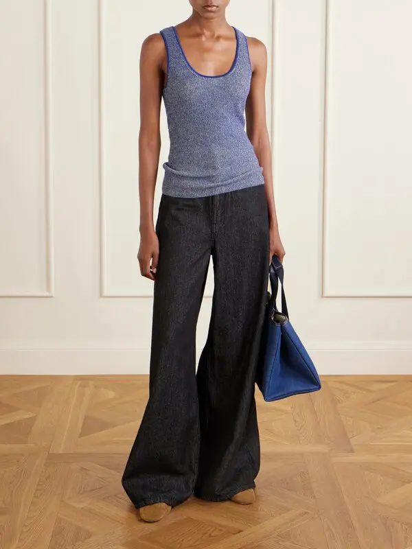 THE ELDER STATESMAN Marl Knitted Cashmere Tank