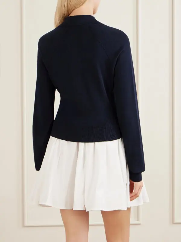 Givenchy Logo-embroidered Cotton And Silk-blend Polo Sweater - Blue